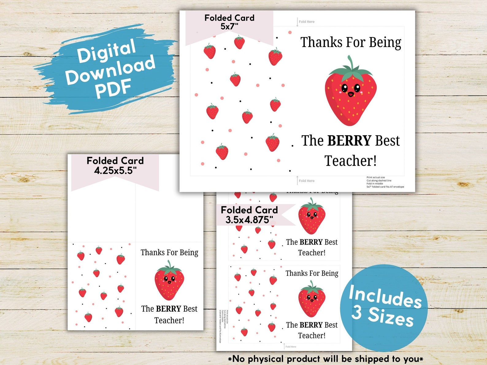 Berry Best Teacher Printable Thank You Card, Teacher Appreciated Thank ...