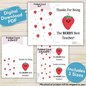 Berry Best Teacher Printable Thank You Card, Teacher Appreciated Thank ...