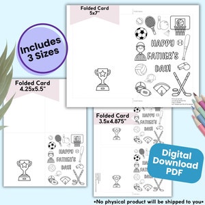 Sports Themed Coloring Father's Day Carding, Dad Colorable Carding ...