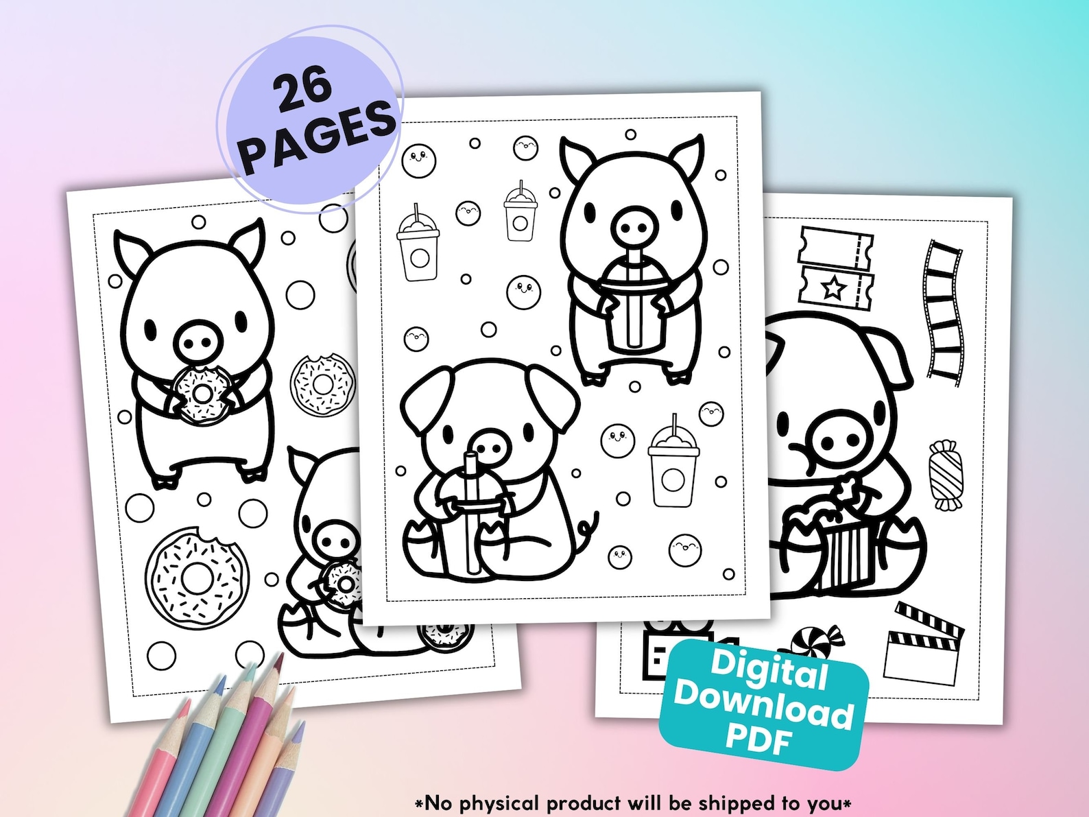 Simple Cute Pig Coloring Pages for Kids Printable, Adorable Pig ...