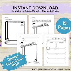 Book Summary and Story Map Printable Bundle for Kids, Favorite Book ...