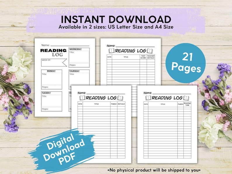 Reading Log Printable Bundle for Kids, Reading Journal for School, Book ...