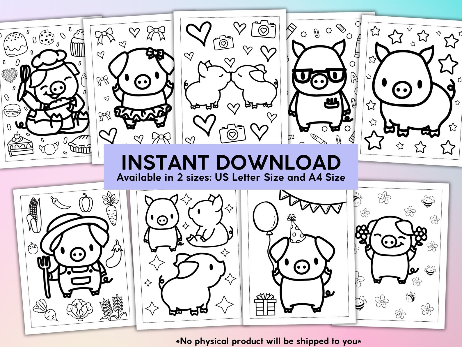 Simple Cute Pig Coloring Pages for Kids Printable, Adorable Pig ...