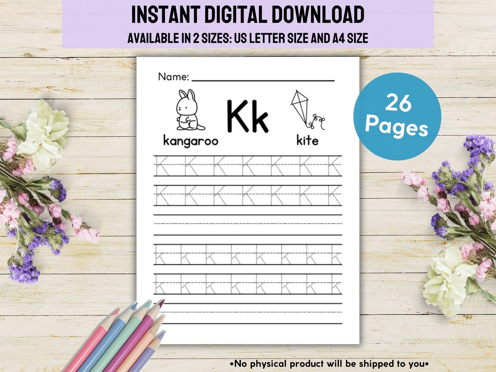 Alphabet Letter Tracing Printable Worksheet for Kids, Learn ABC for ...