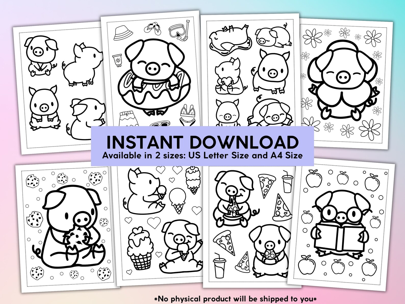 Simple Cute Pig Coloring Pages for Kids Printable, Adorable Pig ...