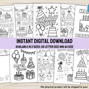 Printable Birthday Party Games Bundle for Kids, Happy Birthday Coloring ...