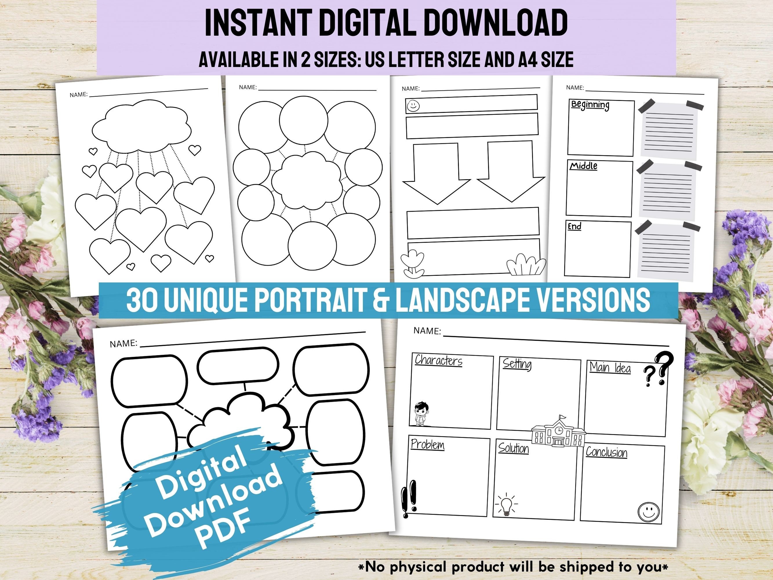 Idea Mapping Printable Worksheet Bundle for Kids, Brain Storm, Mind ...