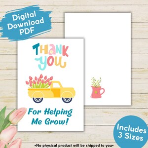 Flowers Thank You Teacher Card From Kids Printable, Thank You Printable ...