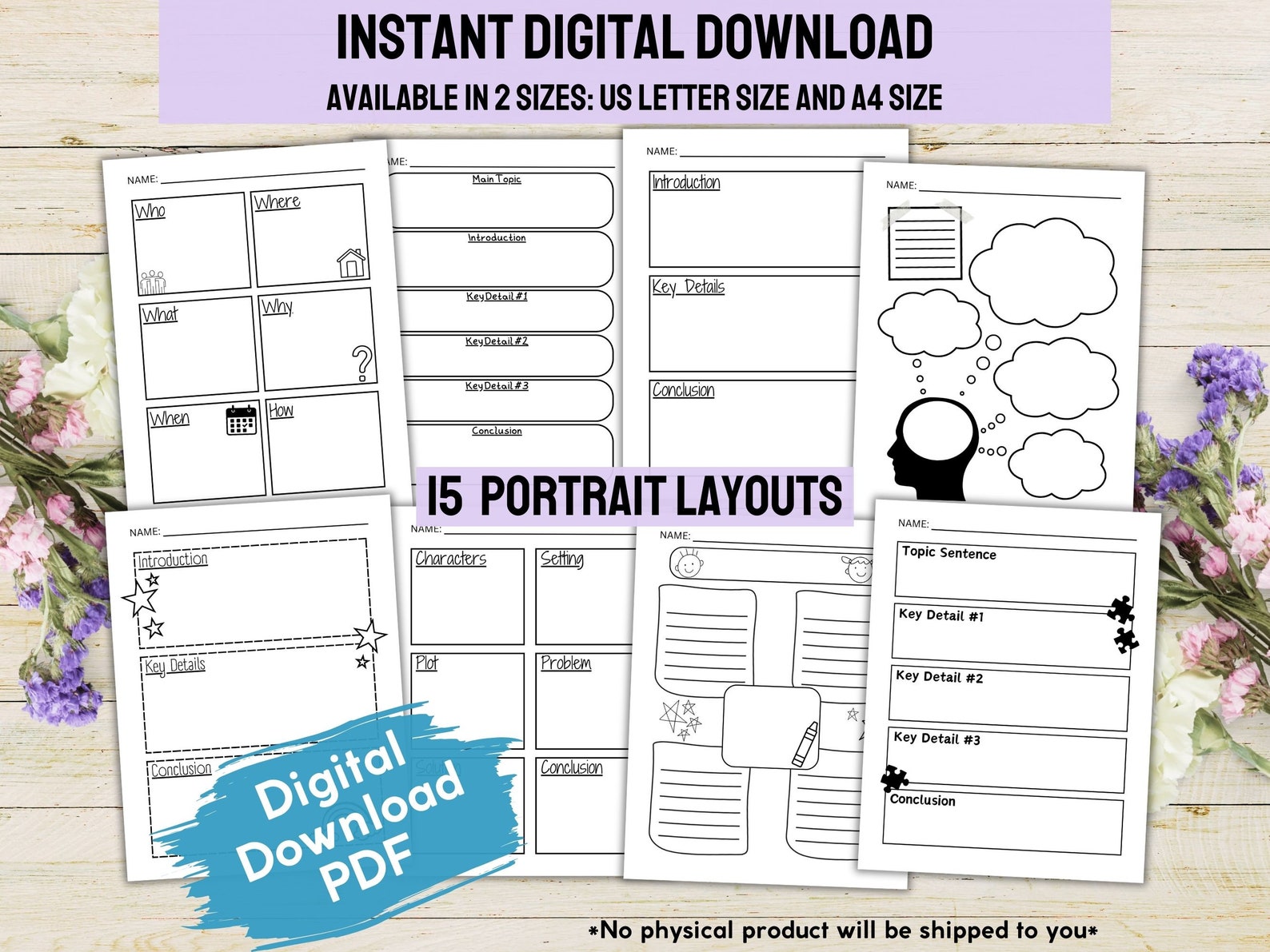 Idea Mapping Printable Worksheet Bundle for Kids, Brain Storm, Mind ...