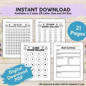 Reading Log Printable Bundle for Kids, Reading Journal for School, Book ...