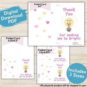 Teacher Appreciation Thank You Printable Carding, Thanks Teacher Card ...