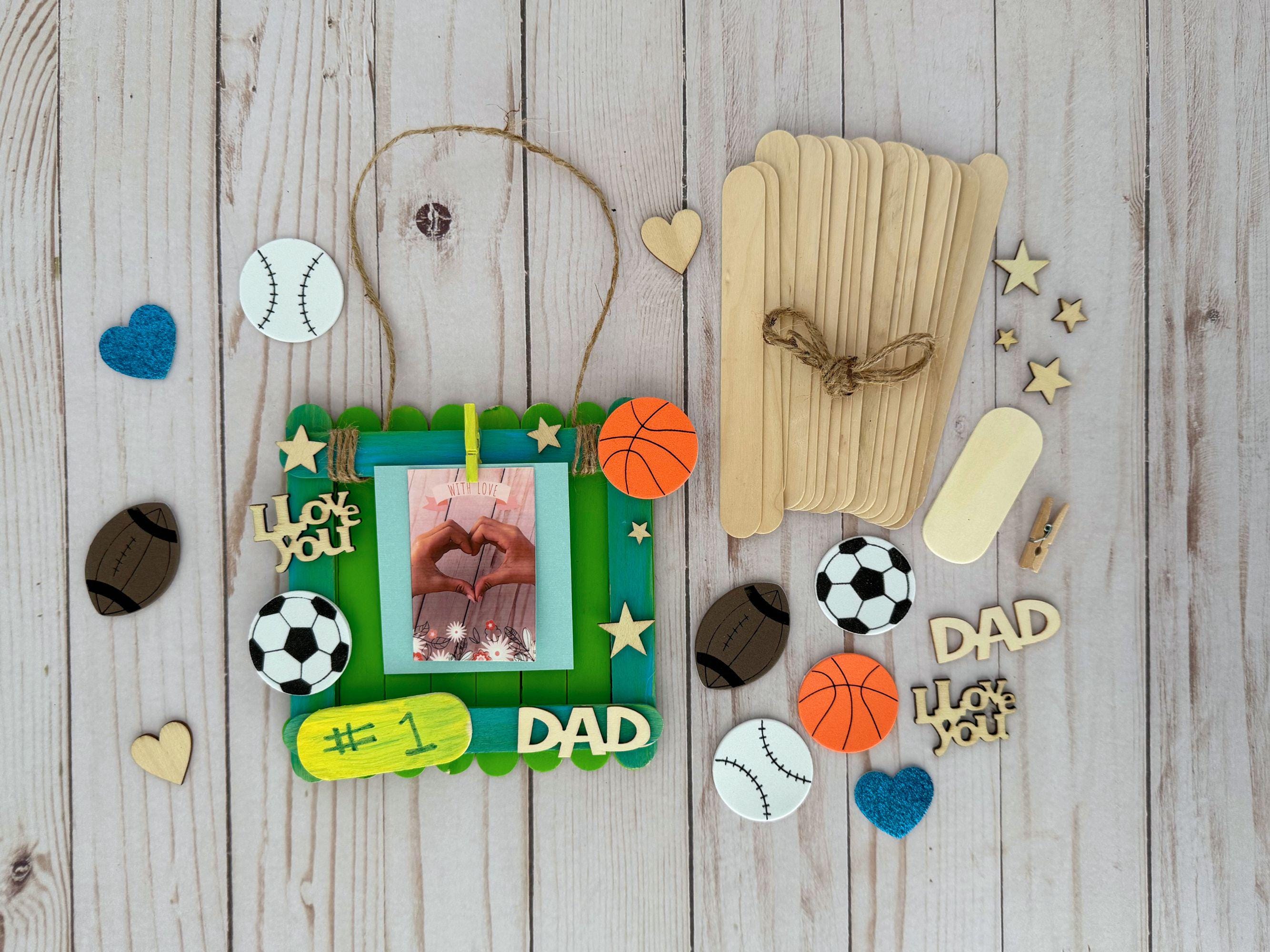 DIY Father's Day Sports Themed Popsicle Stick Frame Kids Craft Kit ...