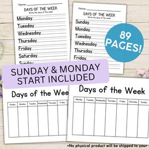 Days and Months Practice Worksheets for Kids, Printable Days of the ...