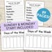 Days and Months Practice Worksheets for Kids, Printable Days of the ...