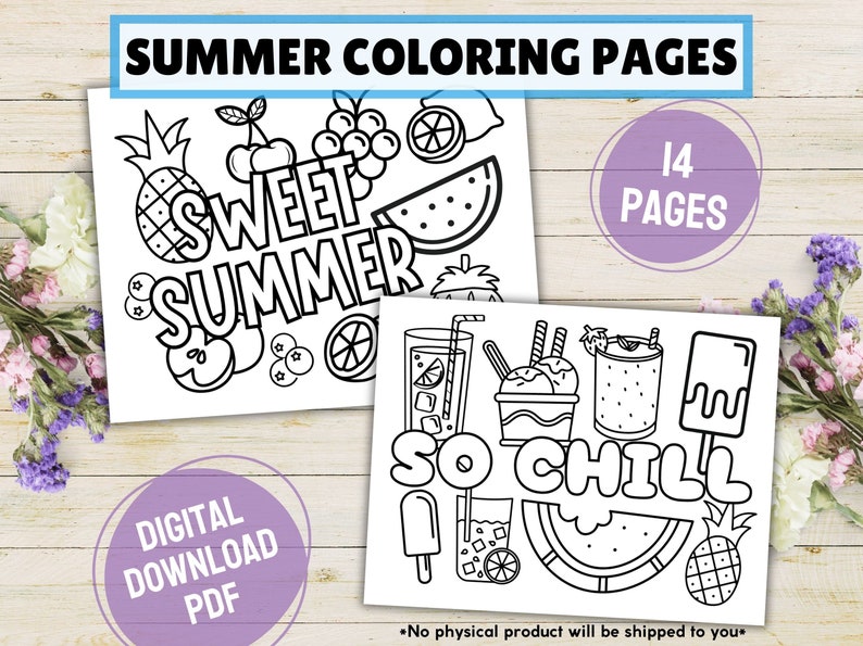 Summer Coloring Pages for Kids, Summertime Printable Activity for ...