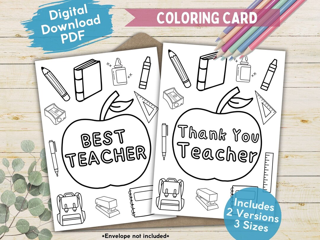 Apple Colorable Teacher Appreciation Carding, Printable Thank You ...