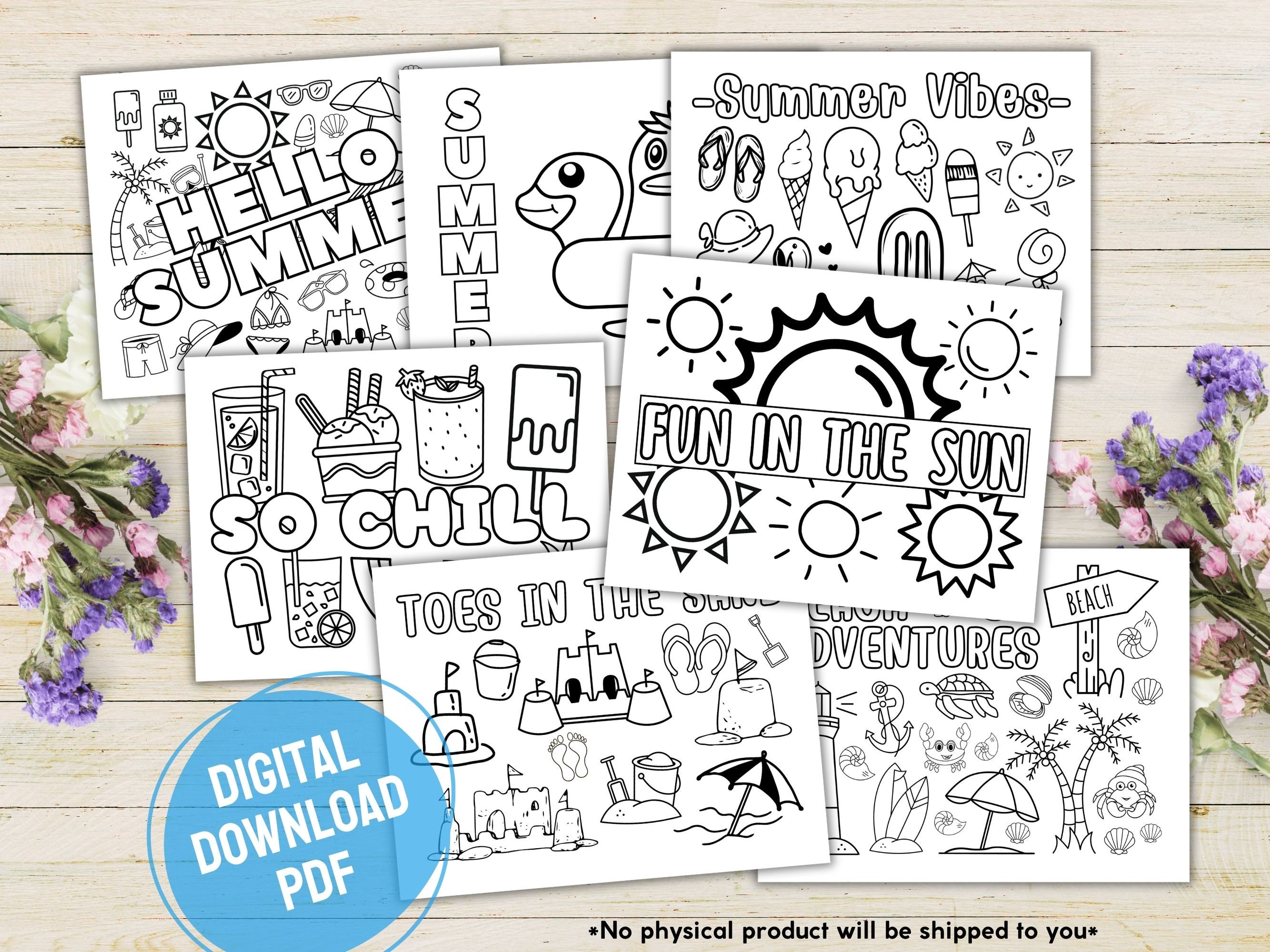 Summer Coloring Pages for Kids, Summertime Printable Activity for ...