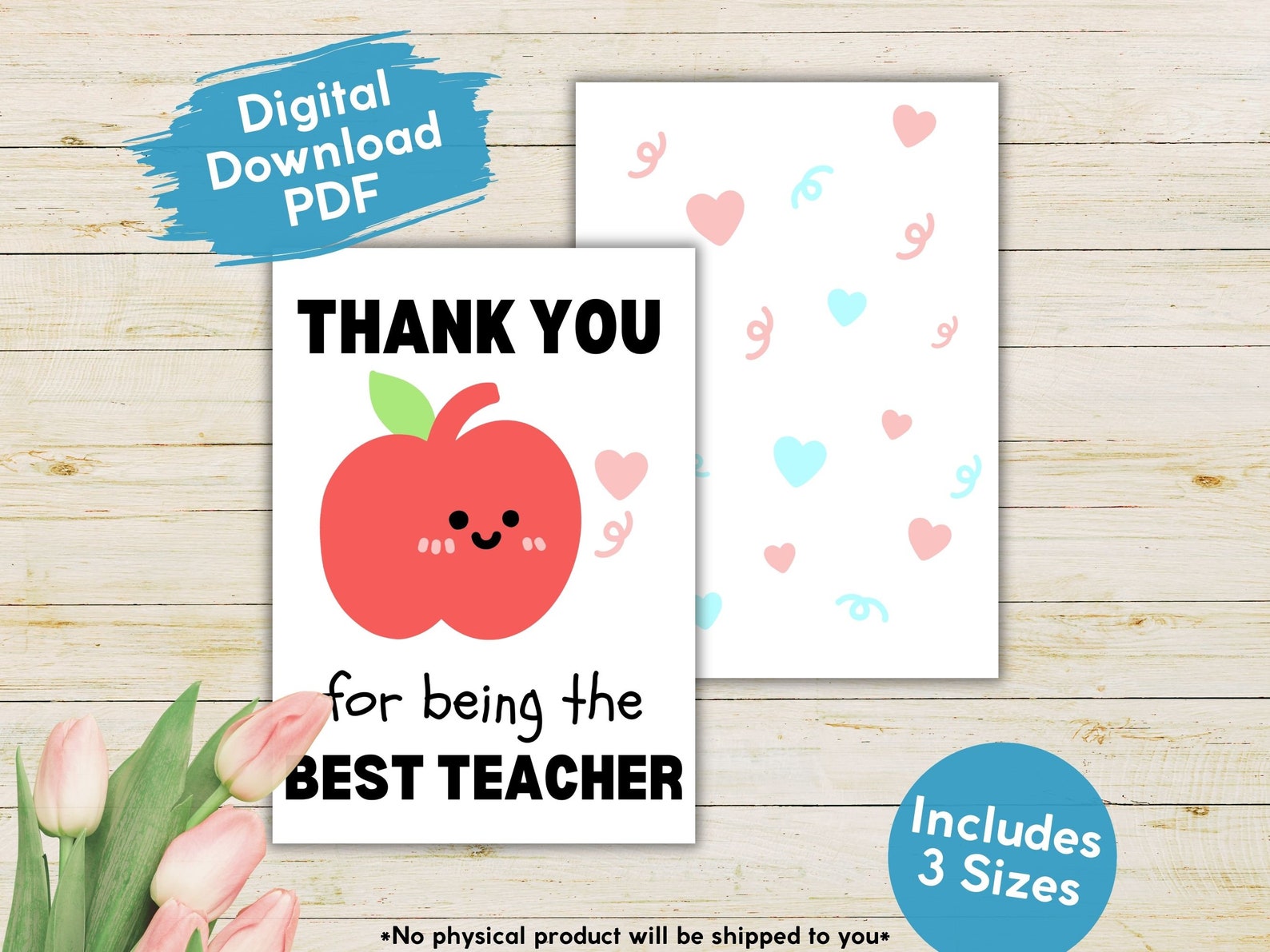 Cute Apple Thankyou Printable Carding, Appreciate Teacher Card, Thank ...