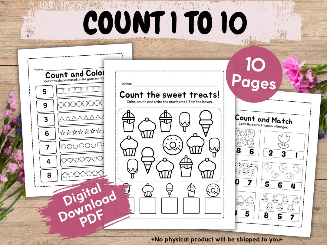 Count to Ten Printable Preschool Worksheet, Pre-k Counting Activities ...