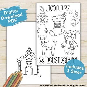 Merry Christmas Coloring Greeting Cards for Kids, Festive Holiday ...