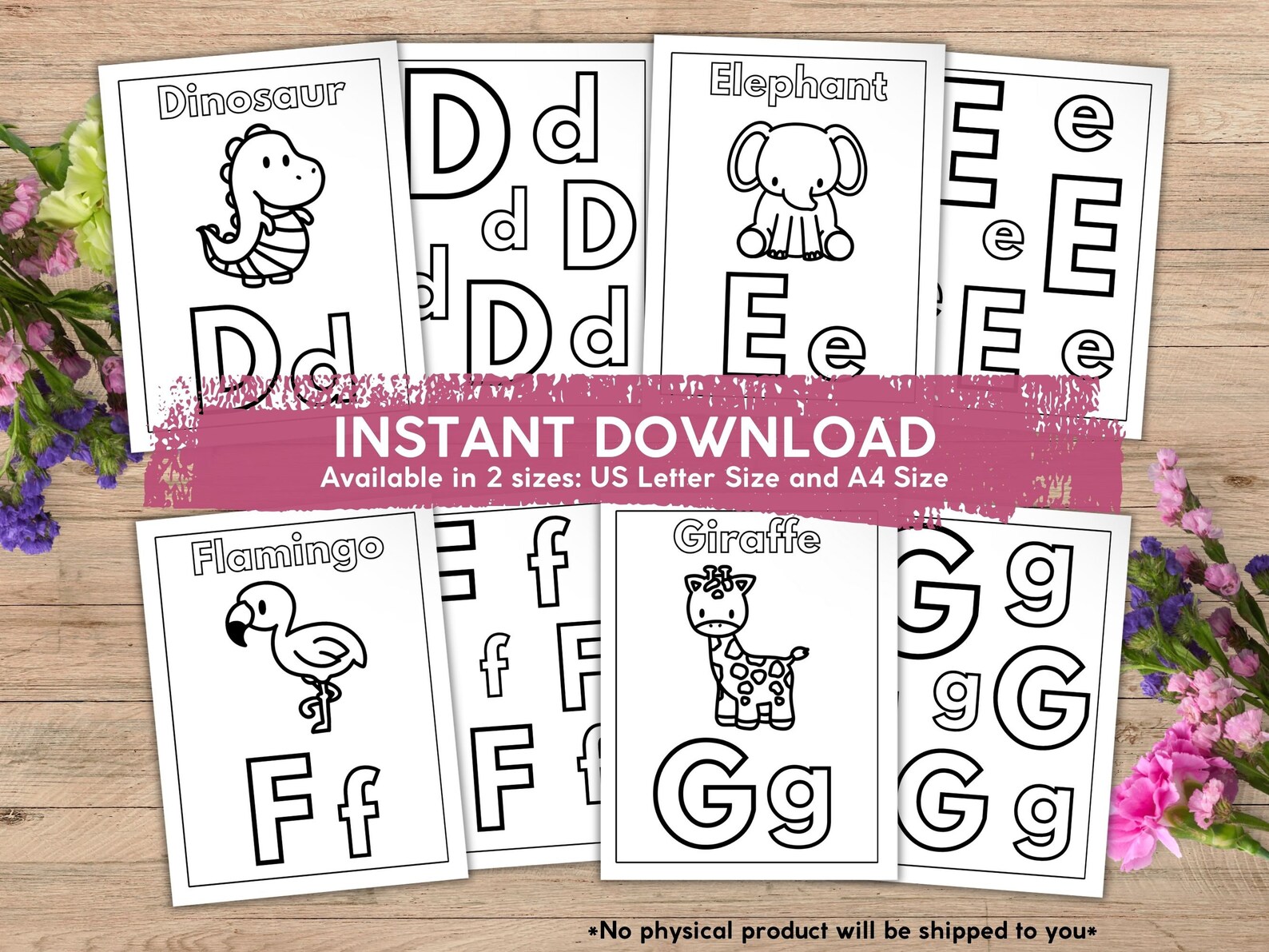 Alphabetic Simple Animal Coloring Pages for Kids, Printable Alphabet ...