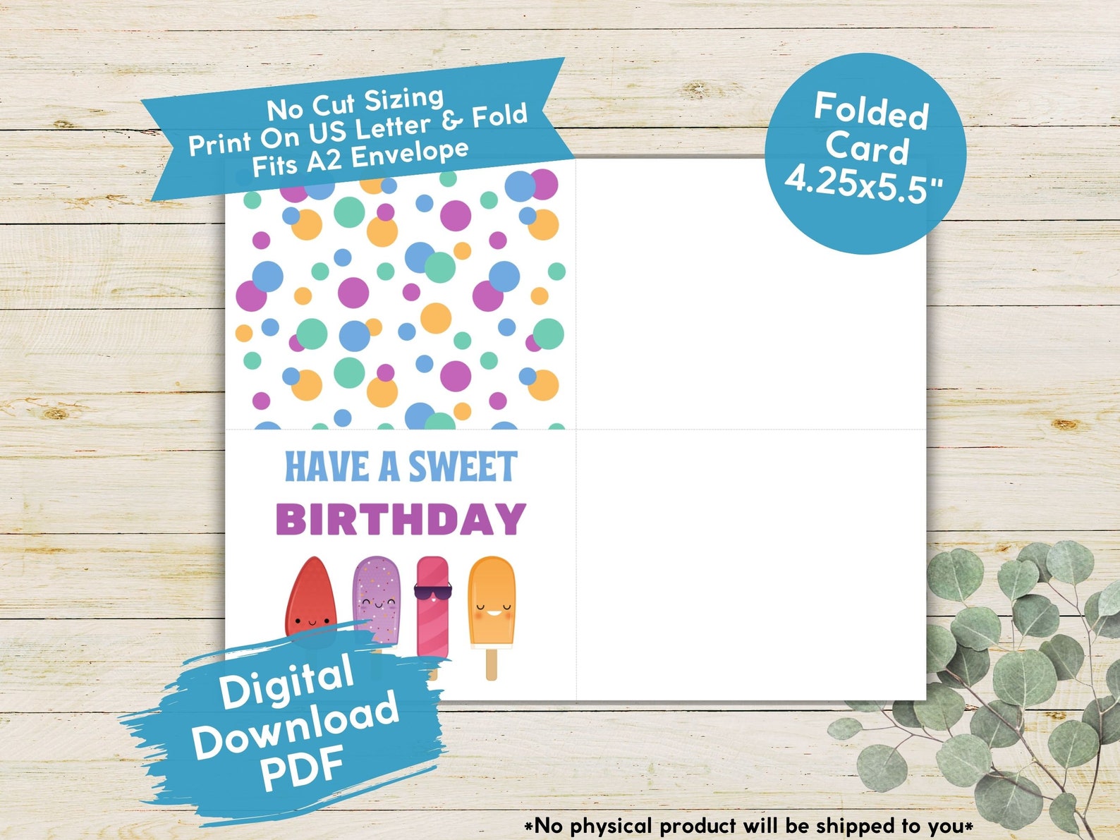 Cute Kids Happy Birthday Carding, Summer Birthdaycard, Printable ...