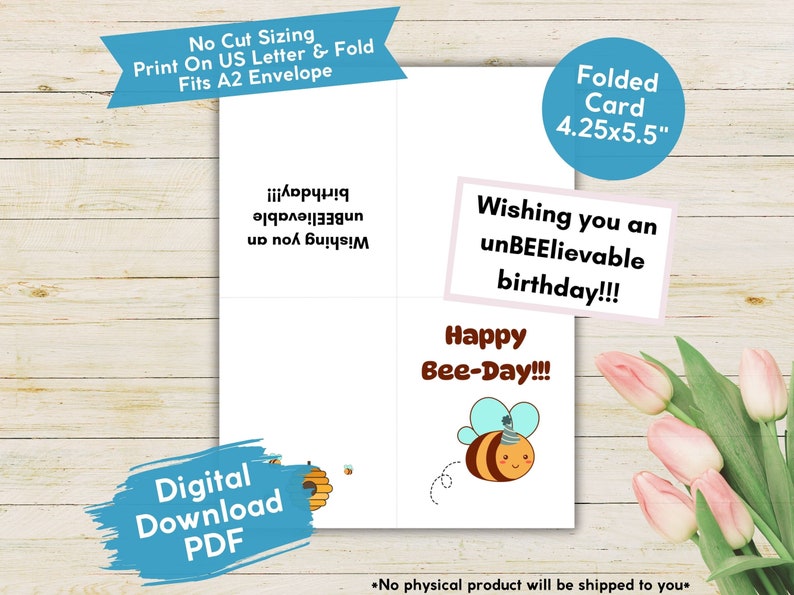 Printable Bumblebee Kids Birthday Card, Children's Downloadable ...