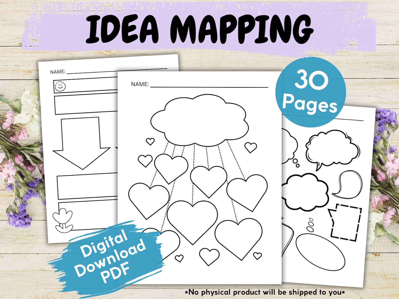 Idea Mapping Printable Worksheet Bundle for Kids, Brain Storm, Mind ...