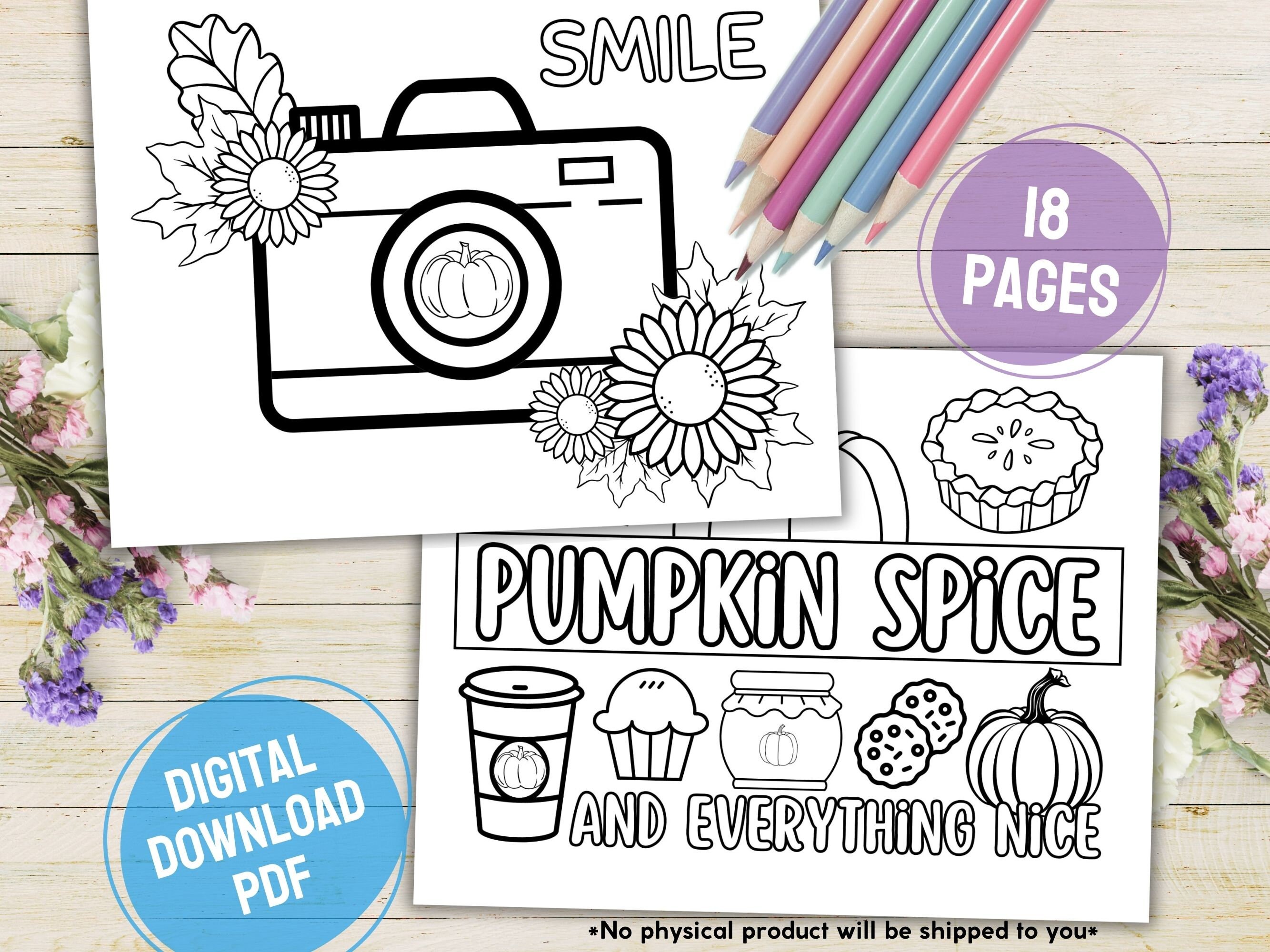 Fall Themed Printable Coloring Pages, Autumn Season Coloring Book ...