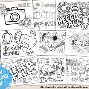 Fall Themed Printable Coloring Pages, Autumn Season Coloring Book ...