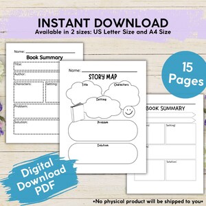 Book Summary and Story Map Printable Bundle for Kids, Favorite Book ...