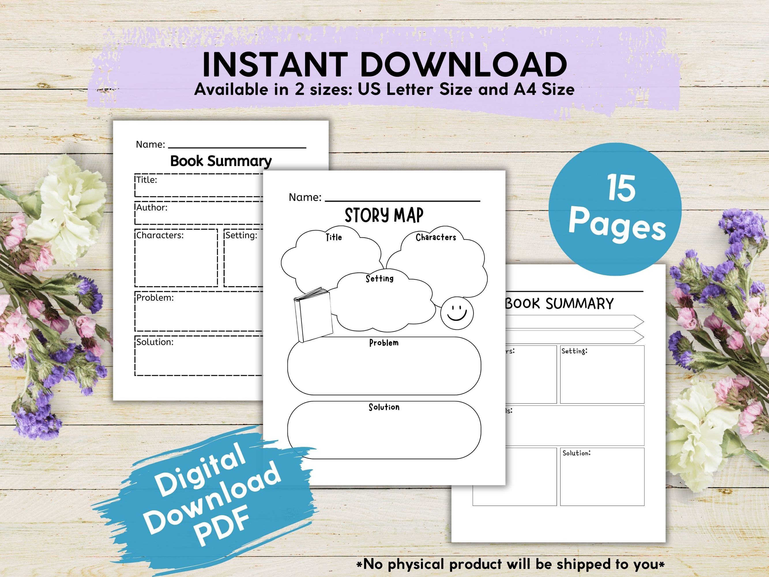 Book Summary and Story Map Printable Bundle for Kids, Favorite Book ...