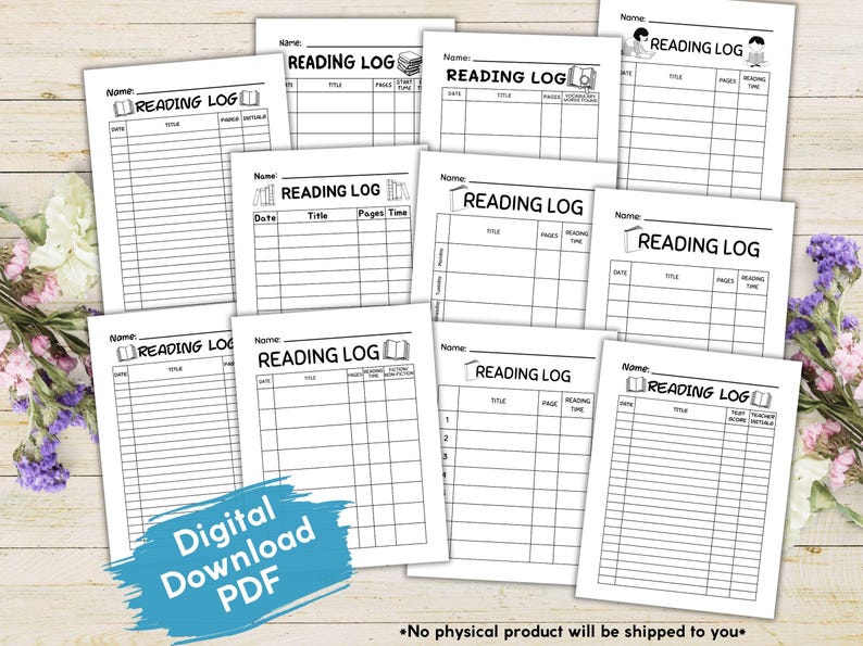 Reading Log Printable Bundle for Kids, Reading Journal for School, Book ...