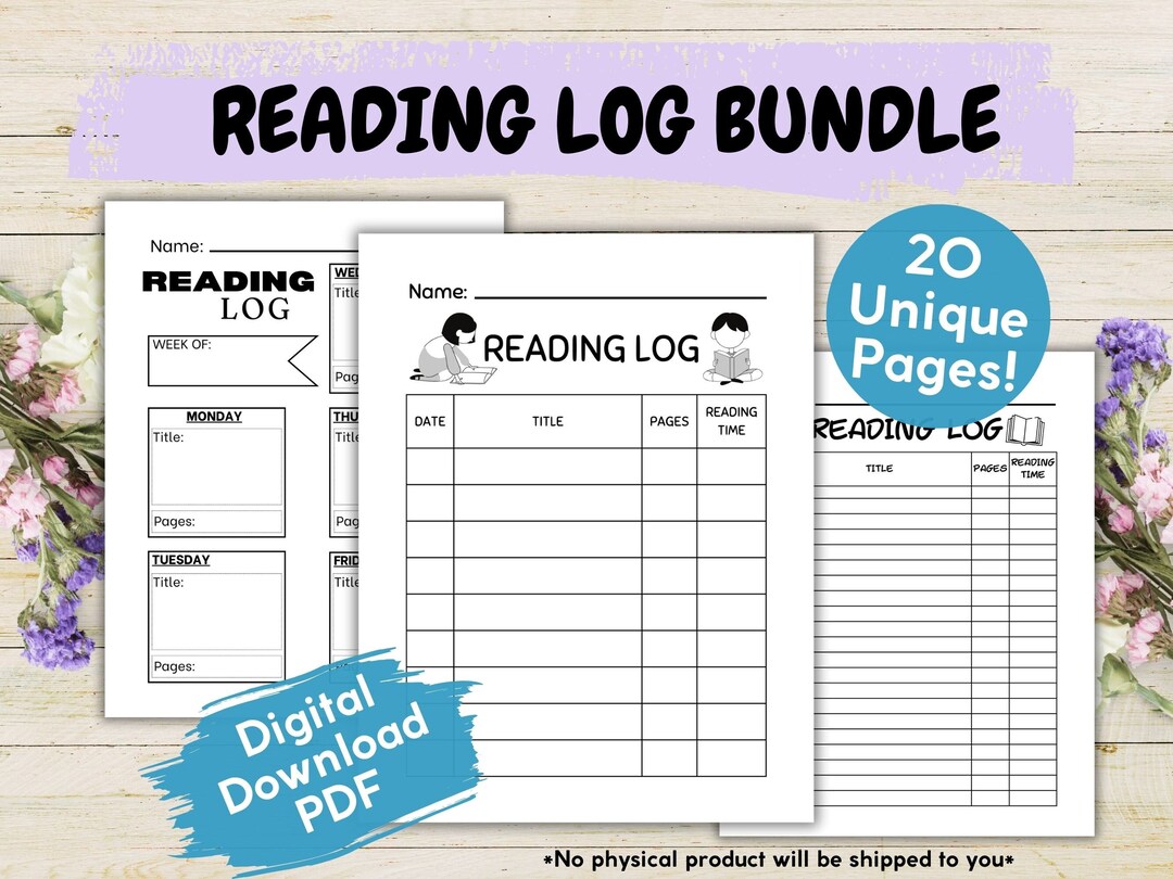 Reading Log Bundle, Book Challenge Chart, Reading Printable, Story ...