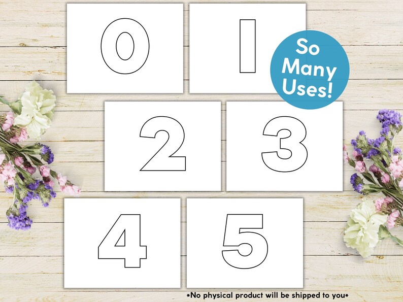 Extra Large Block Numbers for Kids Crafts, Printable Number Practice ...
