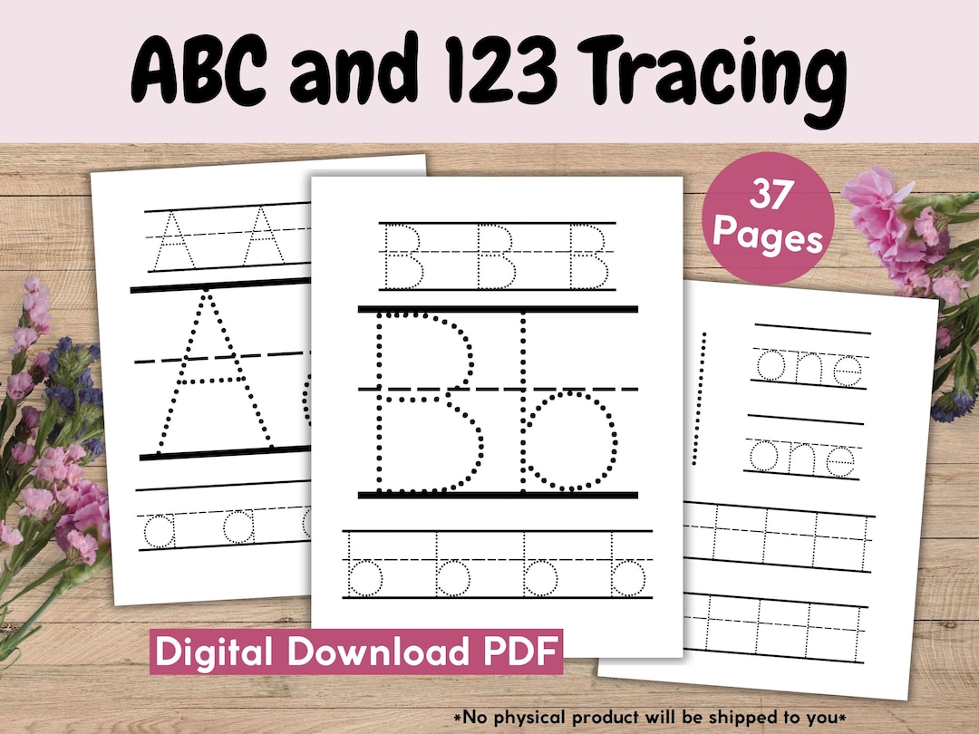 Alphabet and Number Tracing Worksheet Kids Printable, Trace Letters and ...