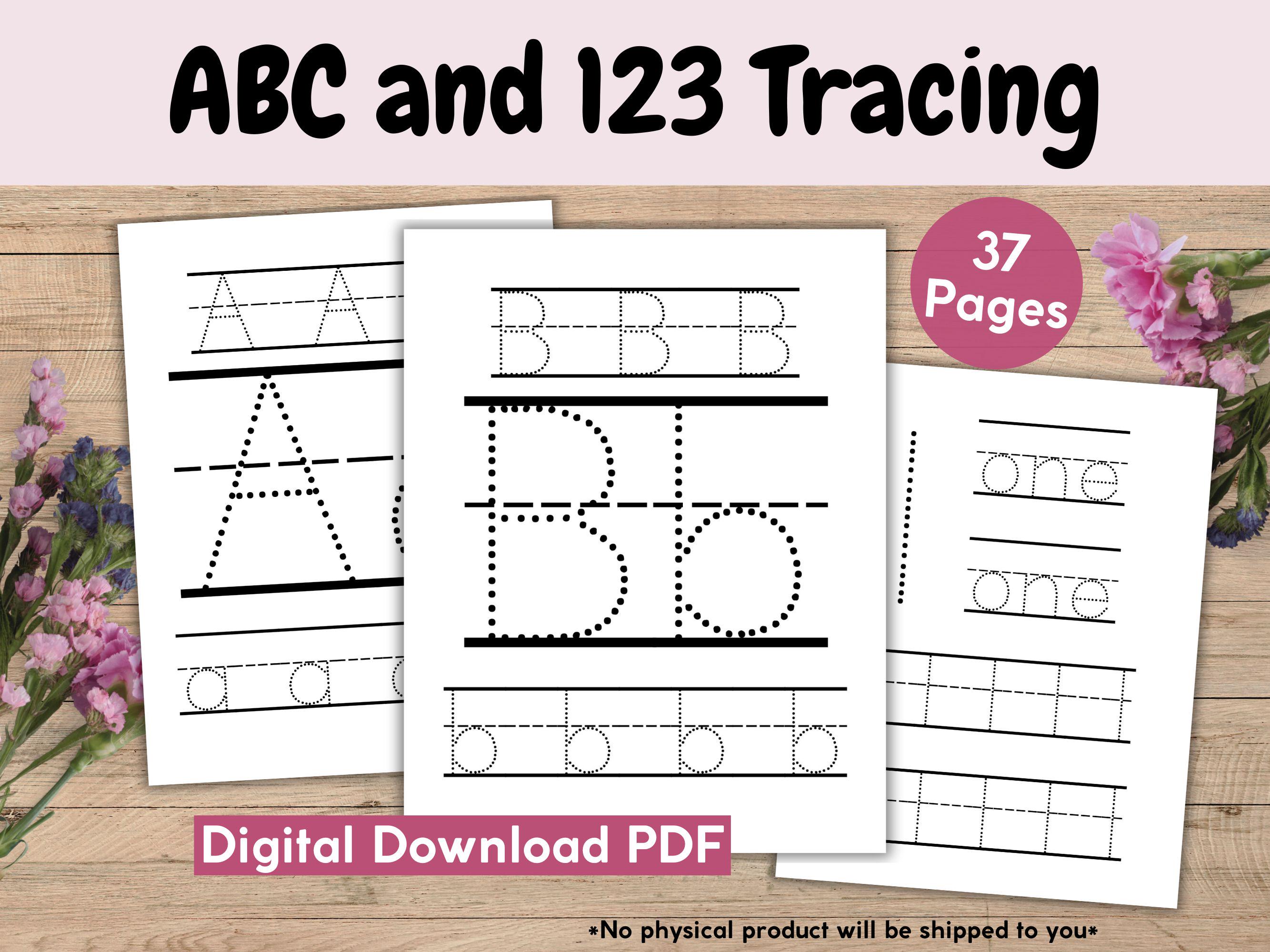 Alphabet and Number Tracing Worksheet Kids Printable, Trace Letters and ...