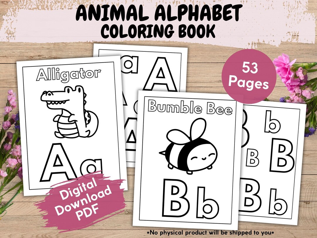 Alphabetic Simple Animal Coloring Pages for Kids, Printable Alphabet ...