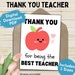 Cute Apple Thankyou Printable Carding, Appreciate Teacher Card, Thank ...