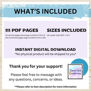 Extra Large Block Numbers for Kids Crafts, Printable Number Practice ...