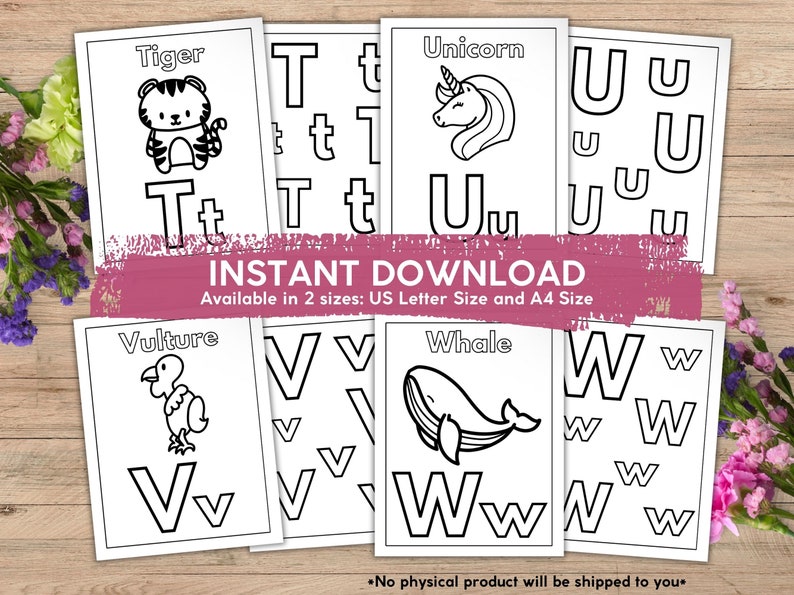 Alphabetic Simple Animal Coloring Pages for Kids, Printable Alphabet ...