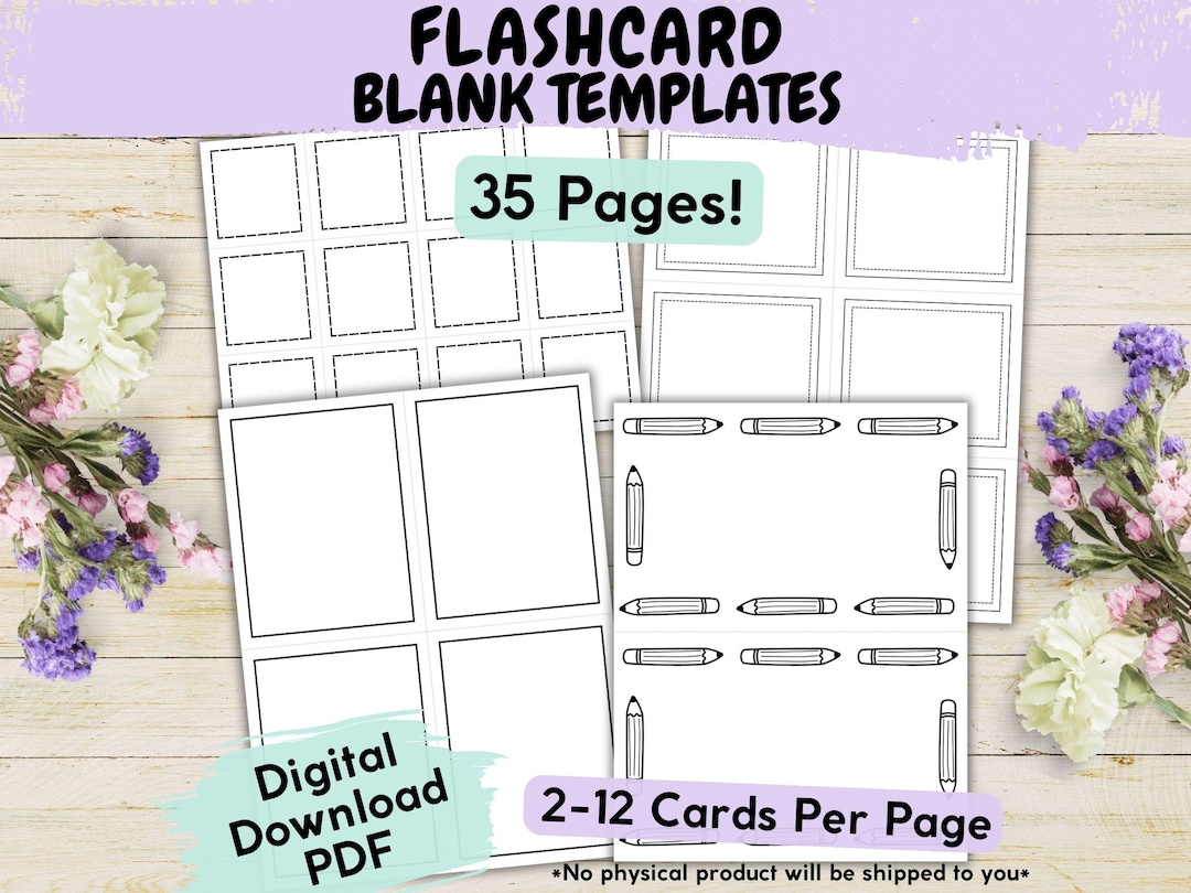 35 Blank Printable Flashcard Templates for Kids, Various Sized Fill in ...