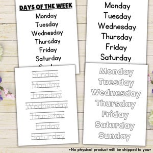 Days and Months Practice Worksheets for Kids, Printable Days of the ...
