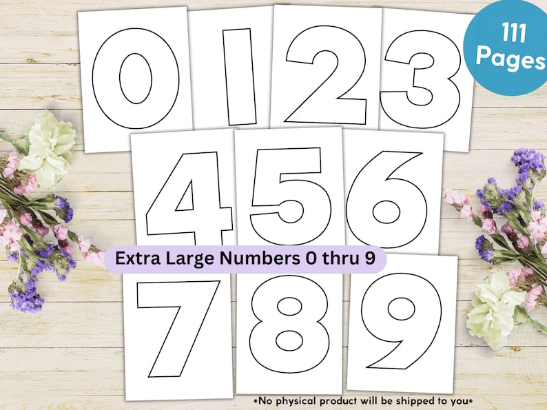 Extra Large Block Numbers for Kids Crafts, Printable Number Practice ...