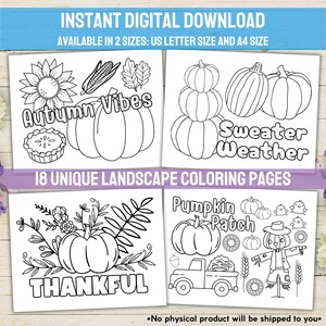 Fall Themed Printable Coloring Pages, Autumn Season Coloring Book ...