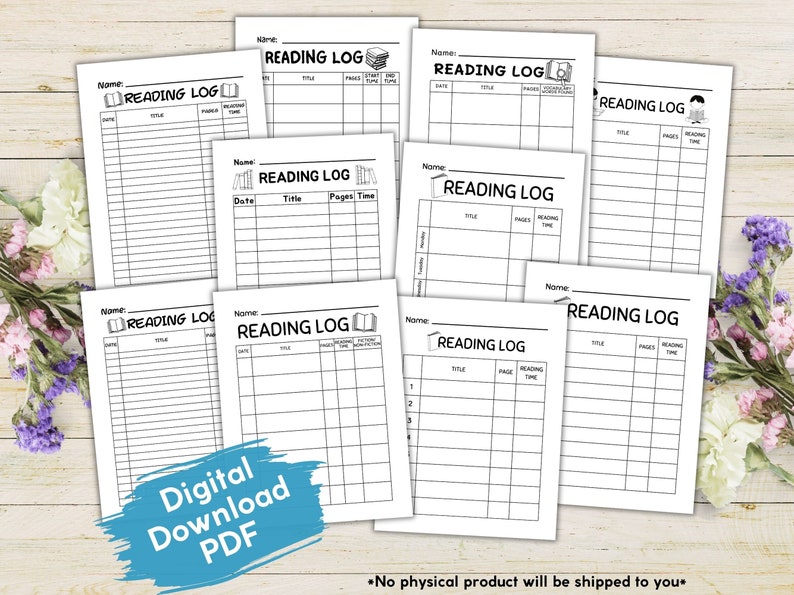 Reading Log Printable Bundle, Book Challenge Chart, Story Elements ...