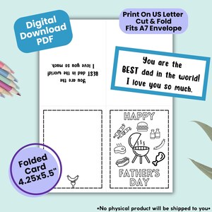 Grill Master Father's Day Coloring Printable Card, Colorable Carding ...