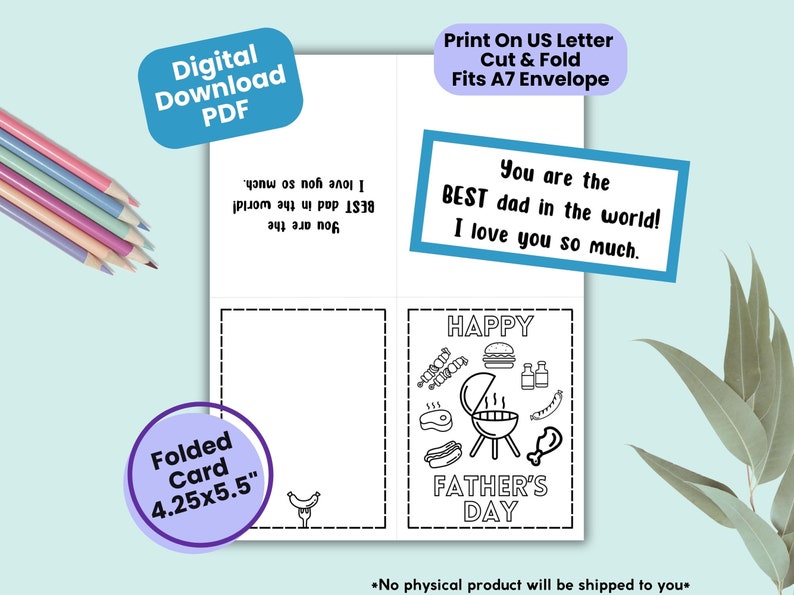 Grill Master Father's Day Coloring Printable Card, Colorable Carding ...