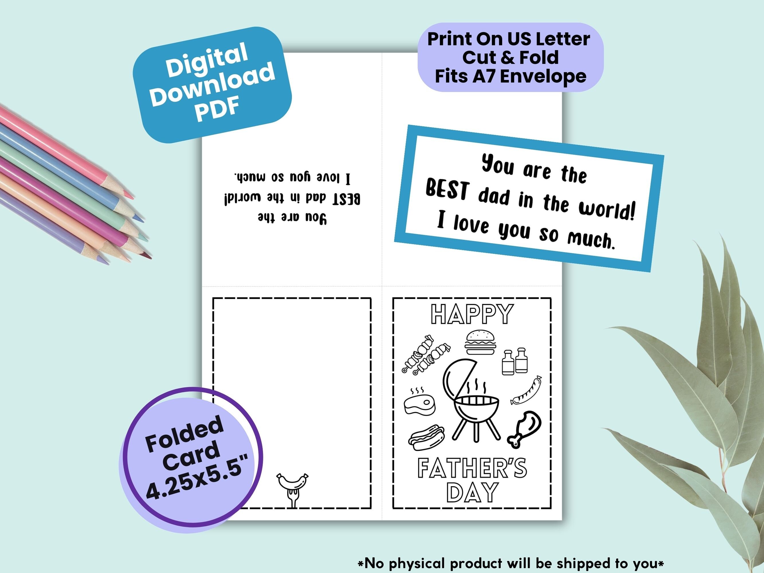 Grill Master Father's Day Coloring Printable Card, Colorable Carding ...