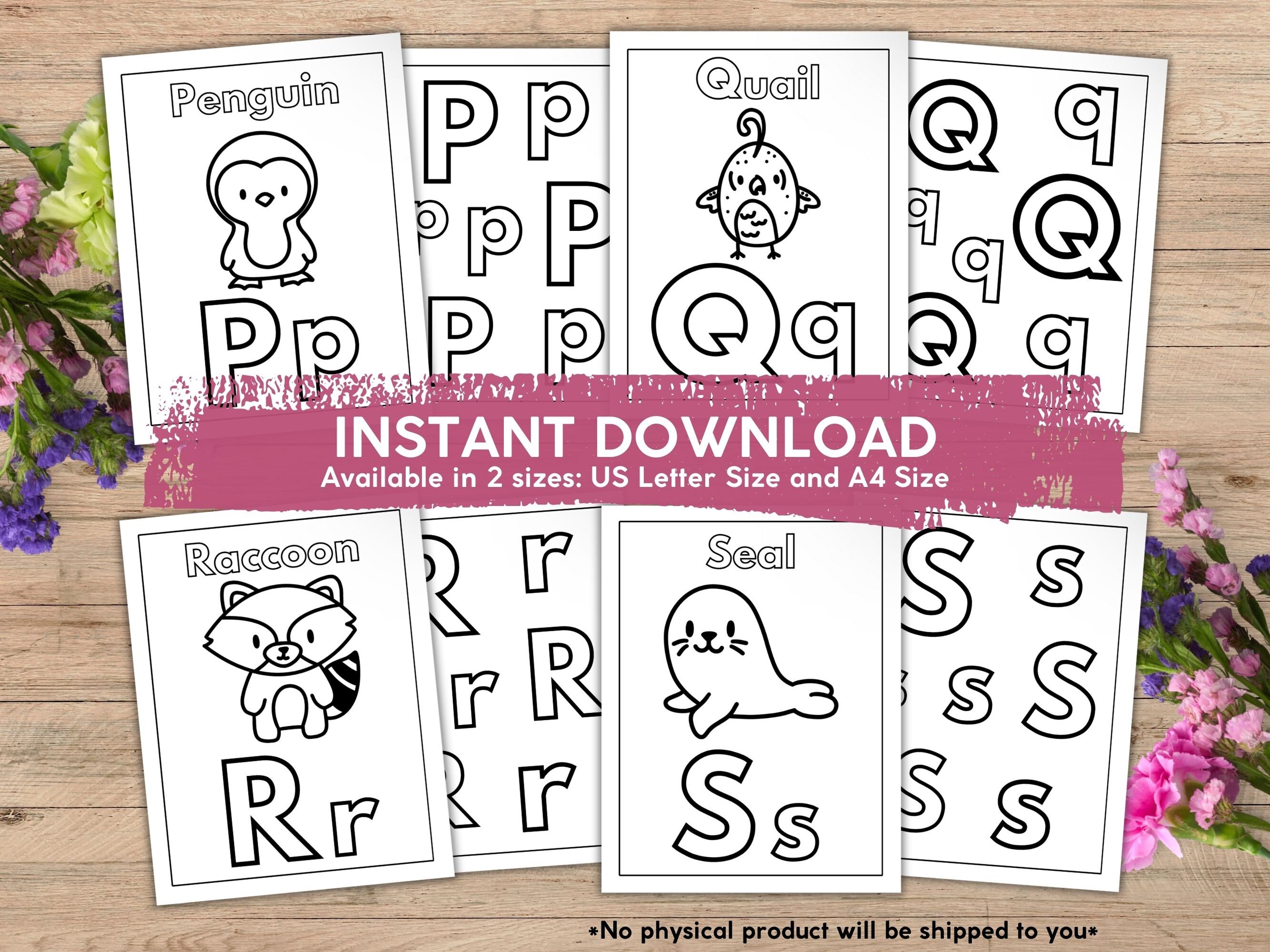 Alphabetic Simple Animal Coloring Pages for Kids, Printable Alphabet ...